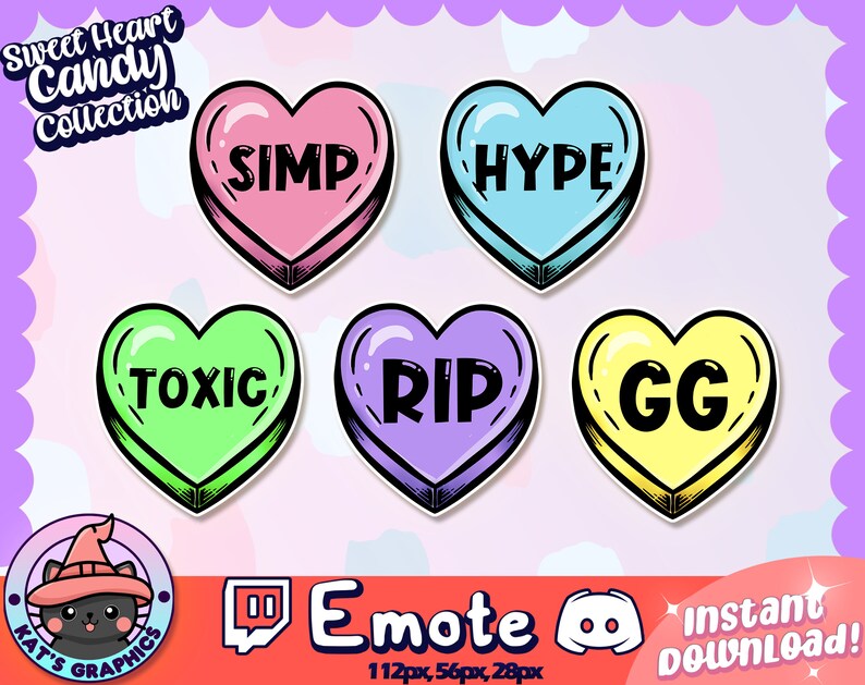 Sweet Hearts Candy Emote Collection Twitch & Discord Channel - Etsy