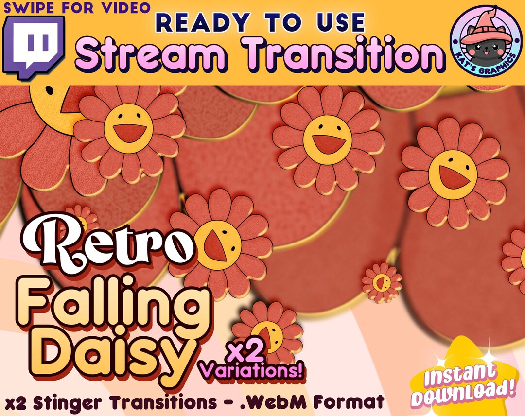 RETRO Cute Falling Daisy TRANSITION | Stinger Transition Twitch ...