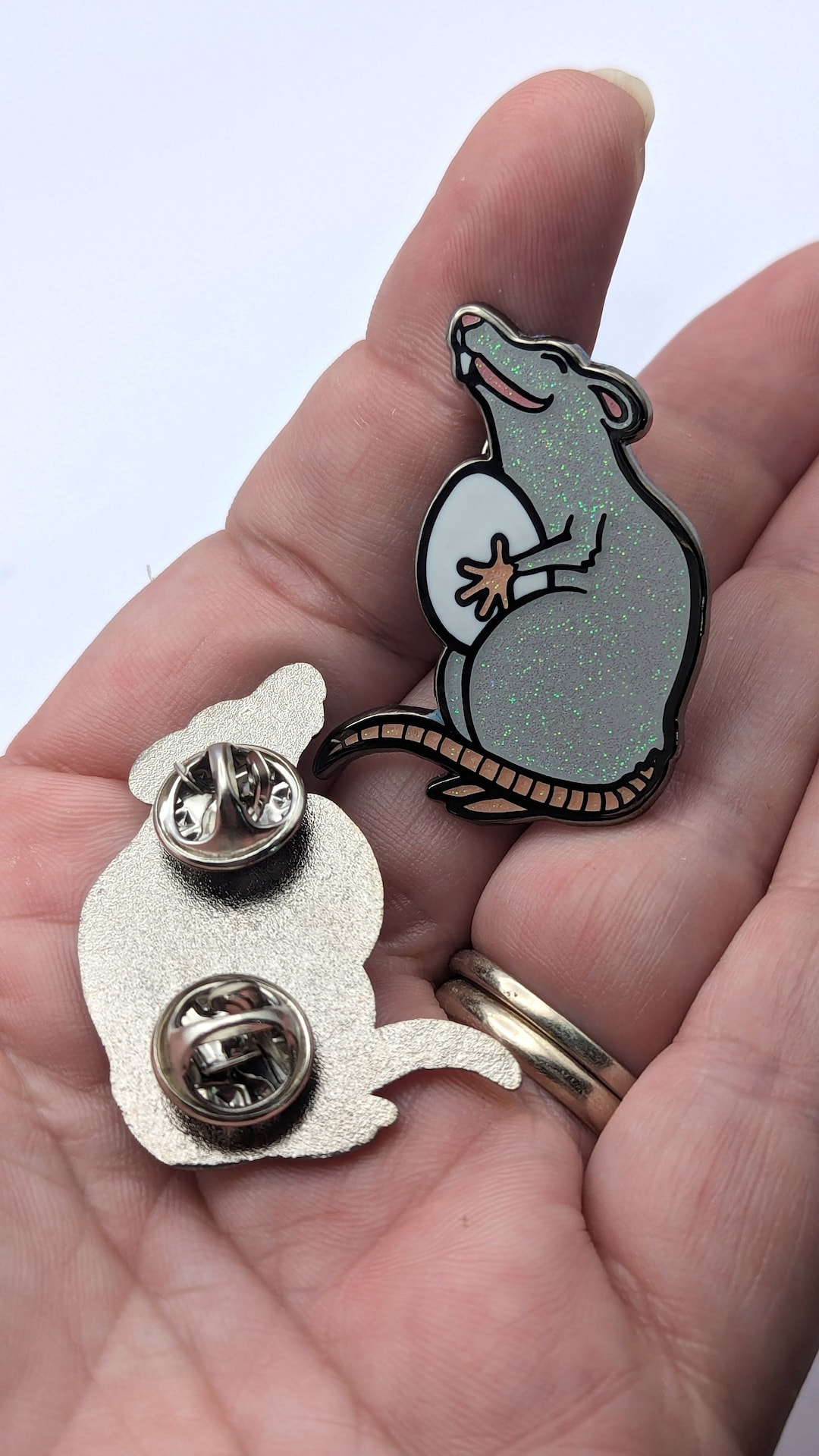 LAPEL PIN - Glitter Twilight Rattie With Egg - Etsy