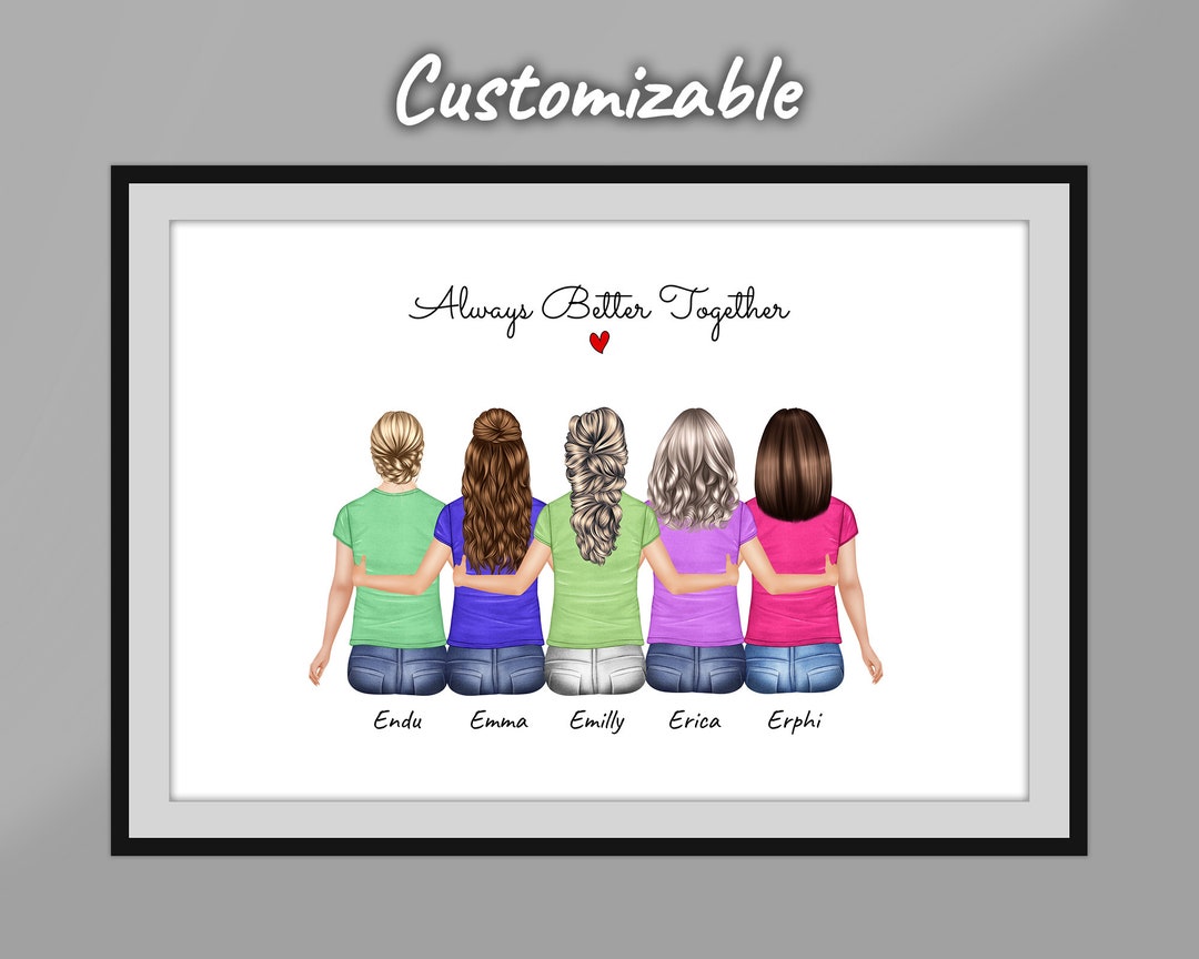 Custom Best Friend Portraits, Personalized BFF Artwork, Unique Custom ...