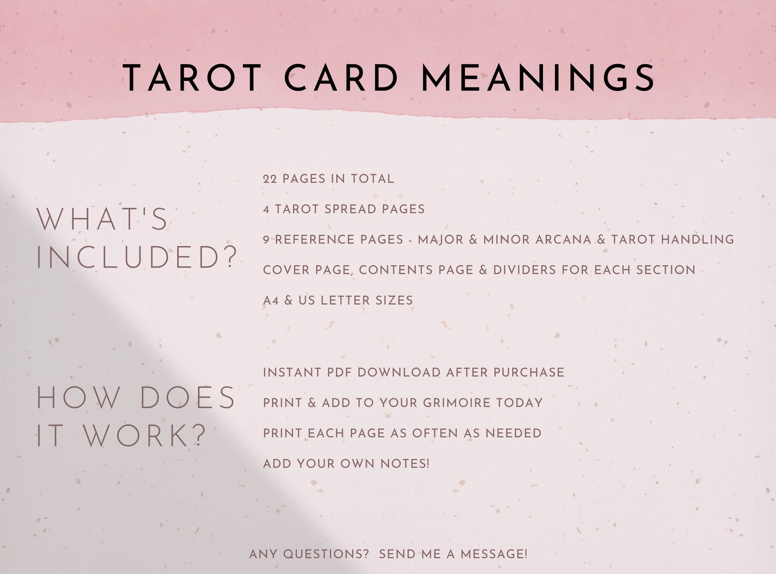 Tarot Card Meanings Printable, Tarot for Beginners, Starter Kit for ...
