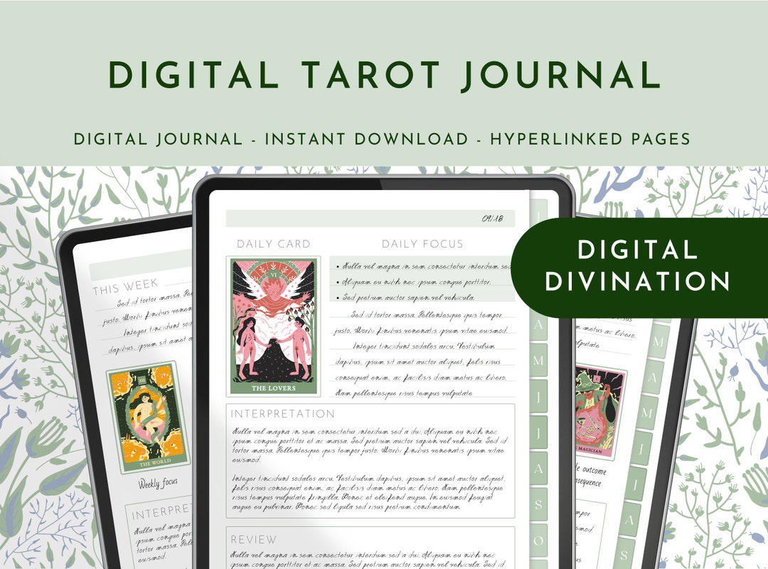 Botanical Digital Tarot Journal, Digital Witchcraft, Tarot Card Journal ...
