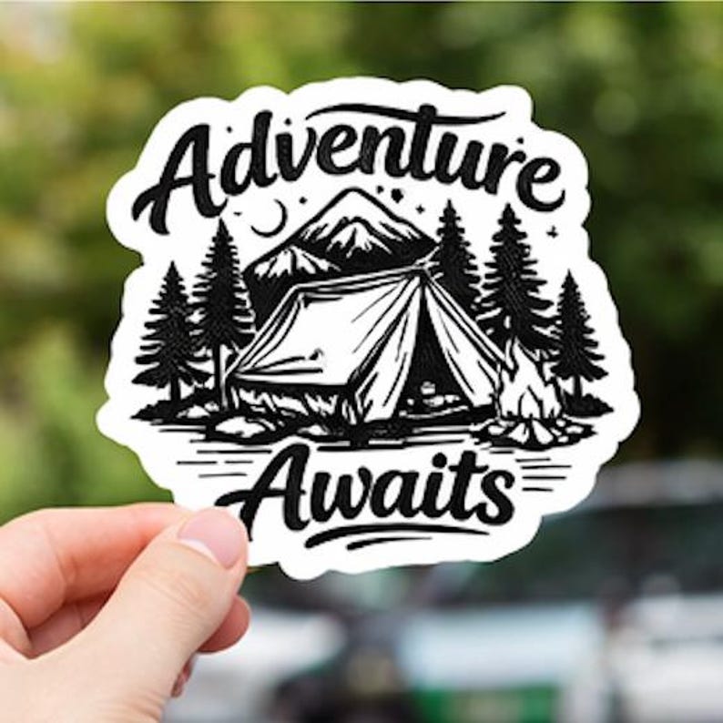Adventure Awaits Camping SVG | Tent Mountain Campfire Cut File (digital ...