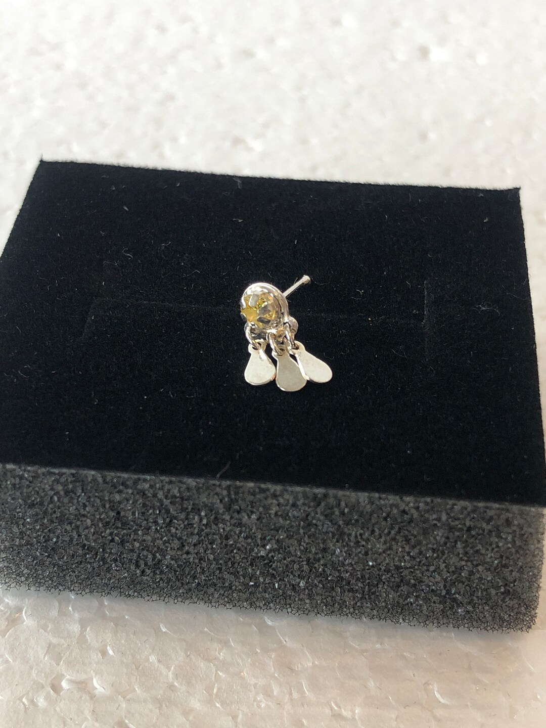 Citrine Nose Stud, Septum Jewelry, Silver Dangle Nose Stud, Anniversary ...