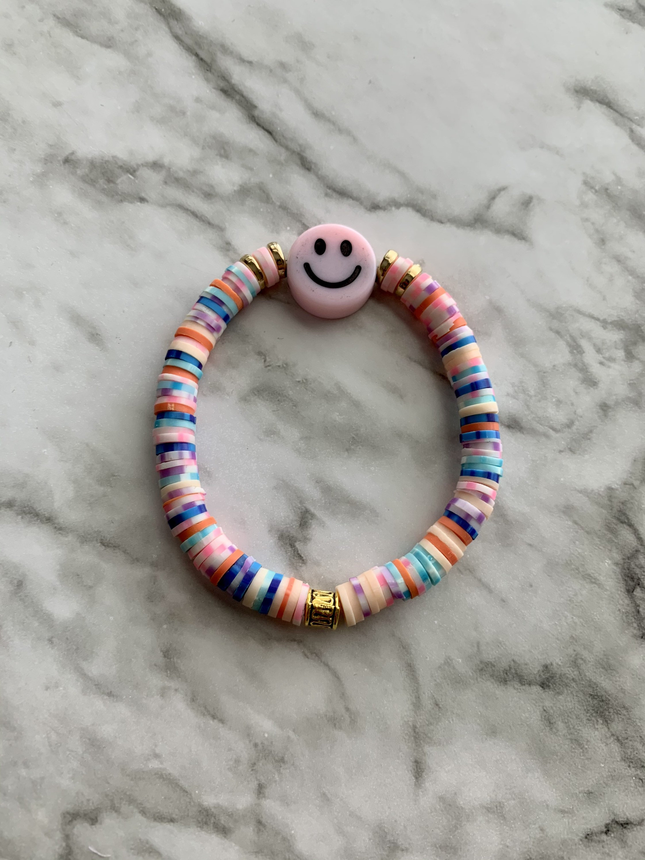Smiley Face Bracelet / Rainbow Happy Face Bracelet / Positive - Etsy