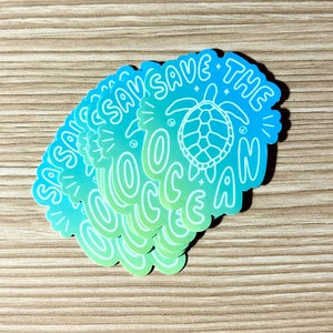 Save the Ocean Sticker / Turtle Sticker Aquarium Sticker / Handdrawn ...