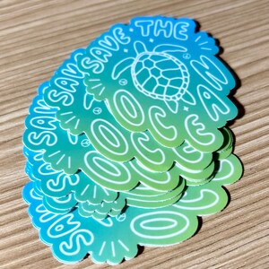 Save the Ocean Sticker / Turtle Sticker Aquarium Sticker / Handdrawn ...