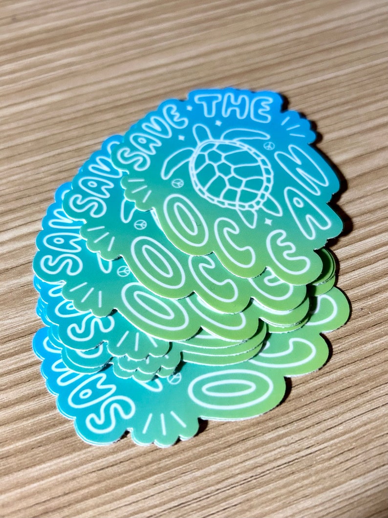 Save the Ocean Sticker / Turtle Sticker Aquarium Sticker / Handdrawn ...