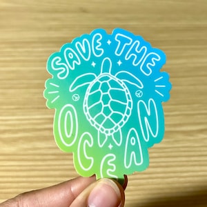 Save the Ocean Sticker / Turtle Sticker Aquarium Sticker / Handdrawn ...