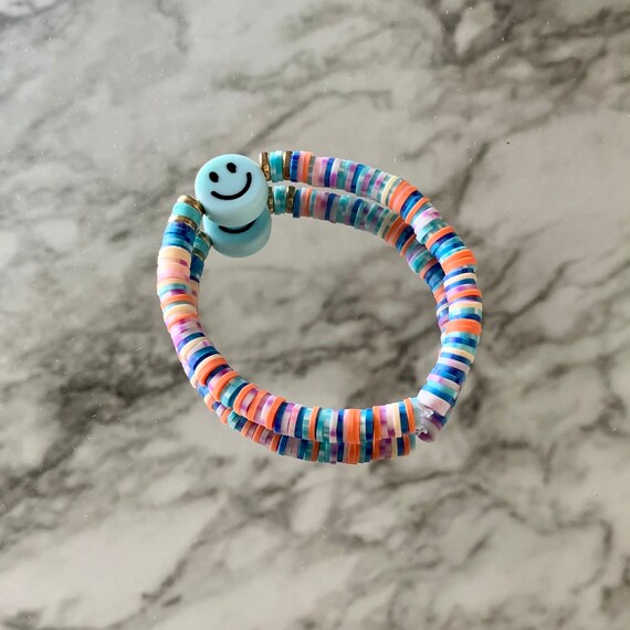Smiley Face Bracelet / Rainbow Happy Face Bracelet / Positive - Etsy