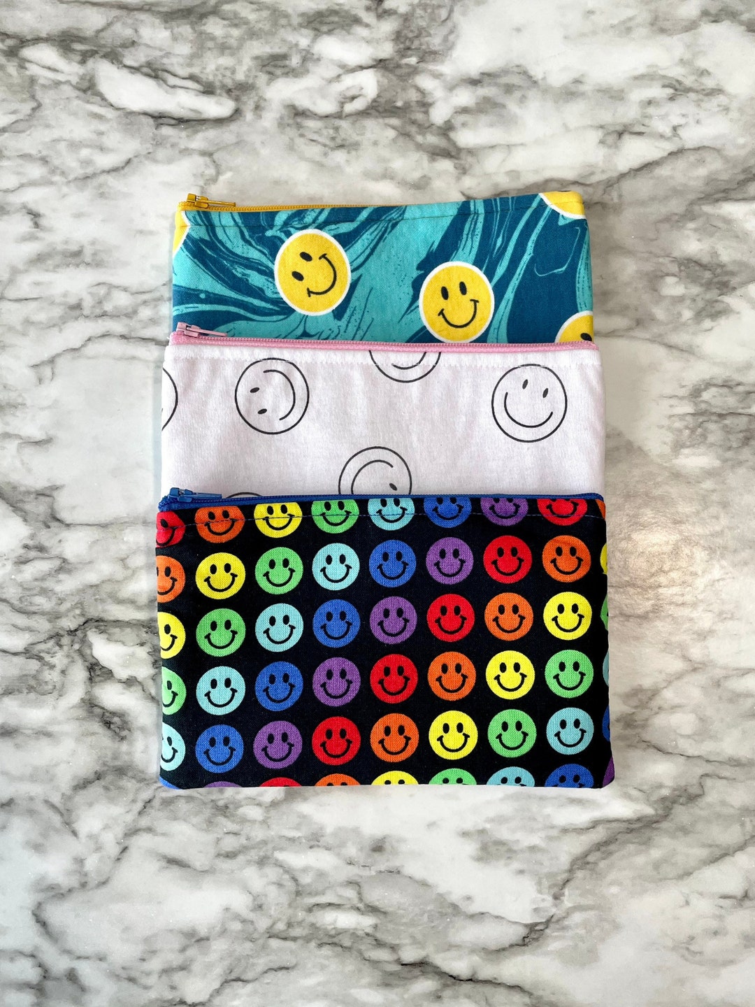 Smiley Face Fabric Pouches / Happy Face Make up Bag / Smiley Money Bag ...