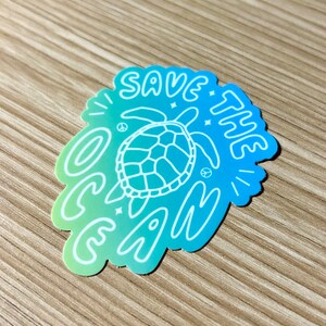 Save the Ocean Sticker / Turtle Sticker Aquarium Sticker / Handdrawn ...