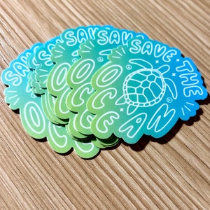Save the Ocean Sticker / Turtle Sticker Aquarium Sticker / Handdrawn ...