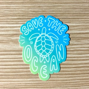 Save the Ocean Sticker / Turtle Sticker Aquarium Sticker / Handdrawn ...
