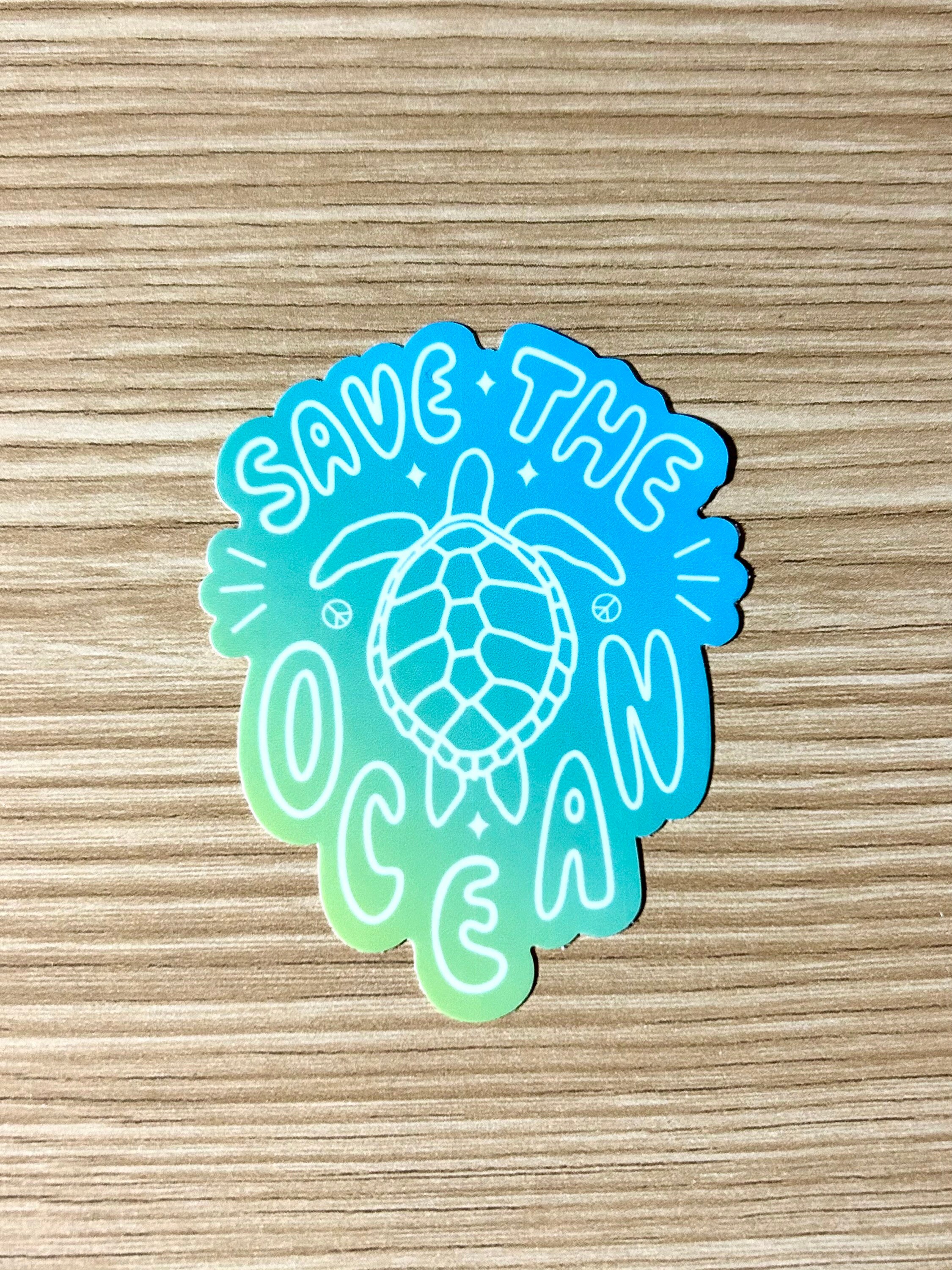 Save the Ocean Sticker / Turtle Sticker Aquarium Sticker / Handdrawn ...