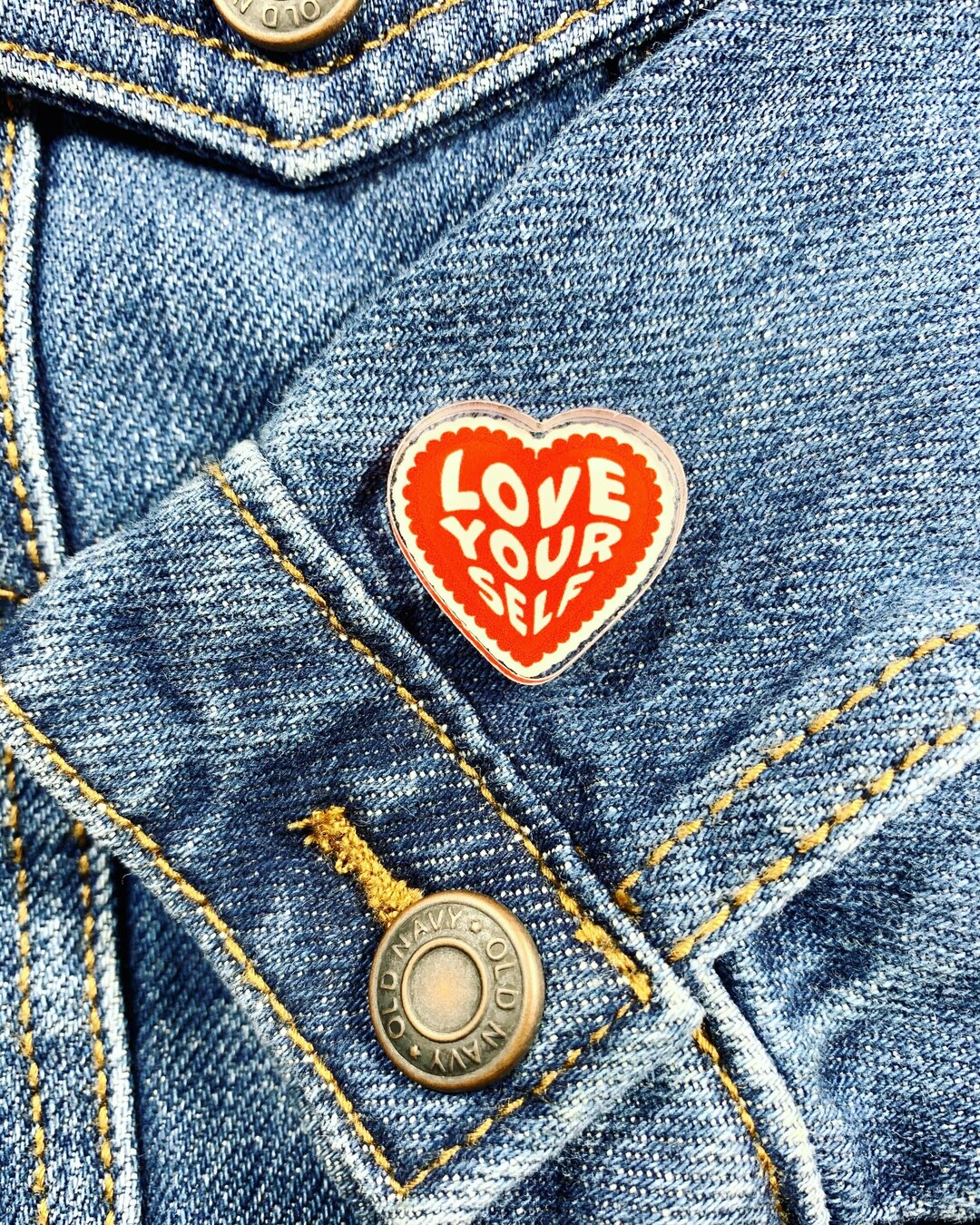 Love Yourself Acrylic Pin / Self Love Pin / Motivational Quote - Etsy