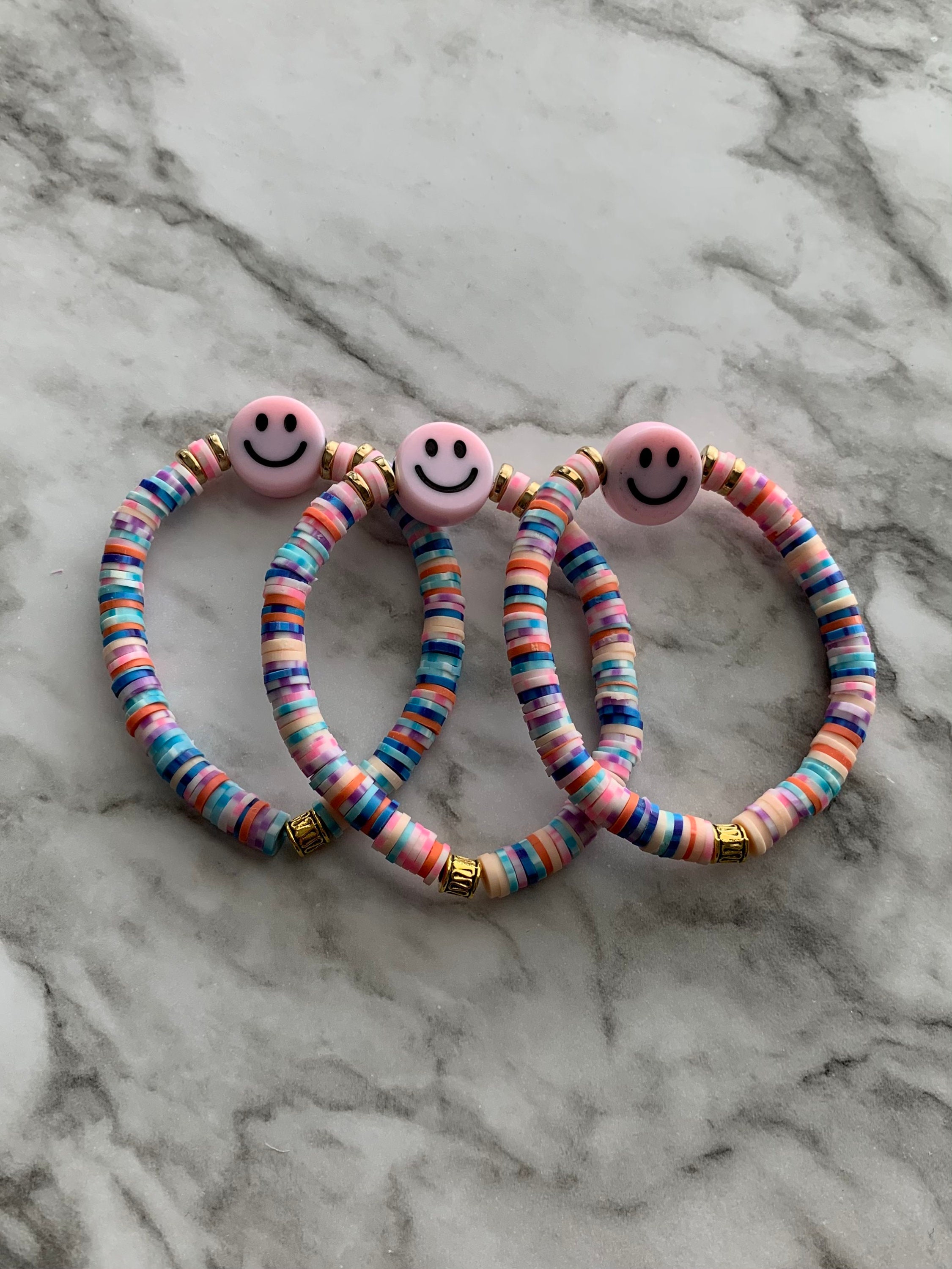 Smiley Face Bracelet / Rainbow Happy Face Bracelet / Positive - Etsy