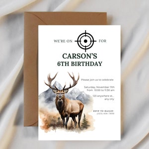 Editable Hunting Birthday Invitation Elk Hunting Boy Birthday Ideas for ...