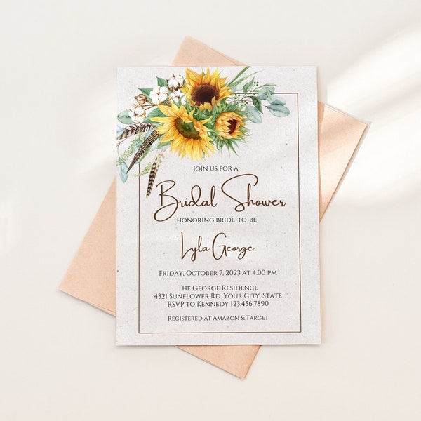 Sunflower Bridal Shower Invitation - Etsy