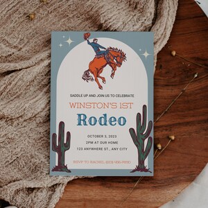 Editable My First Rodeo Birthday Invitation Boy 1st Birthday Ideas ...