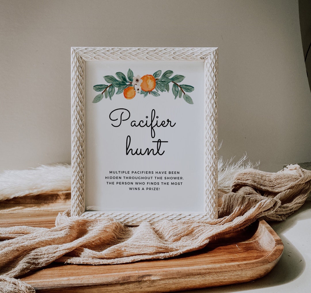 Cutie Baby Shower Pacifier Hunt Sign Printable Little Cutie Baby Shower ...