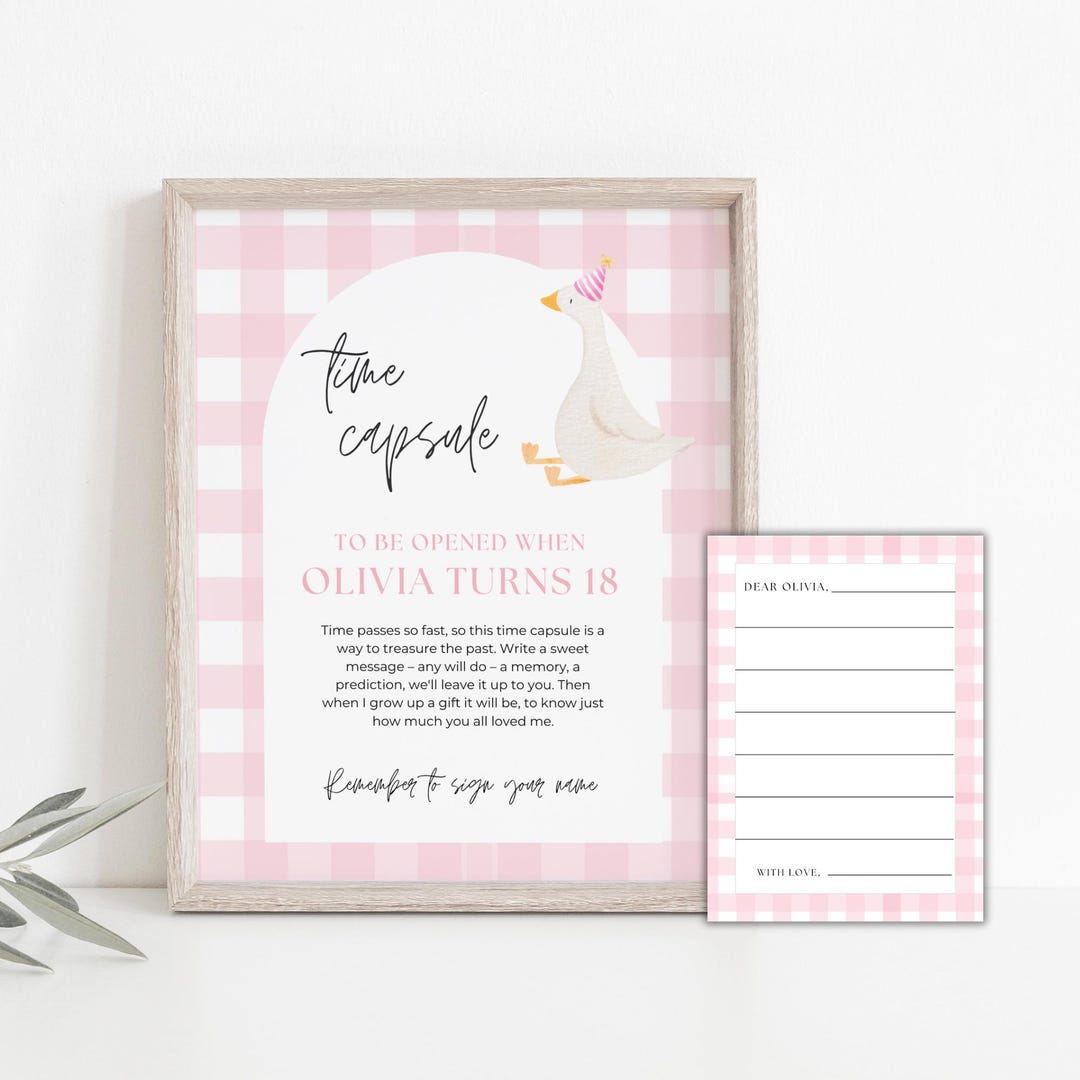 Editable Silly Goose Birthday Time Capsule First Birthday Girl Goose ...