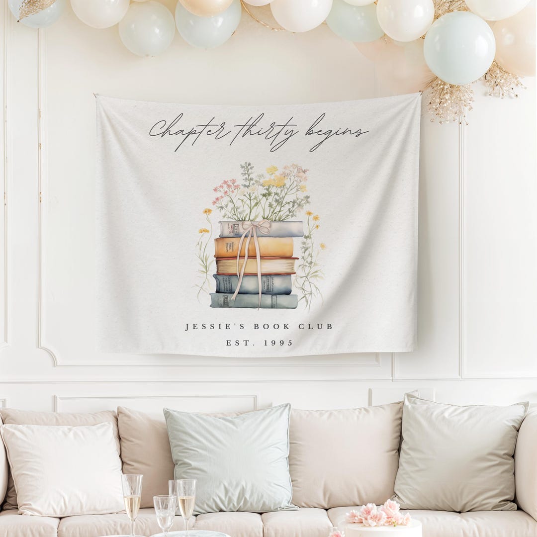 30th Birthday Book Themed Personalized Backdrop Library Theme Birthday ...