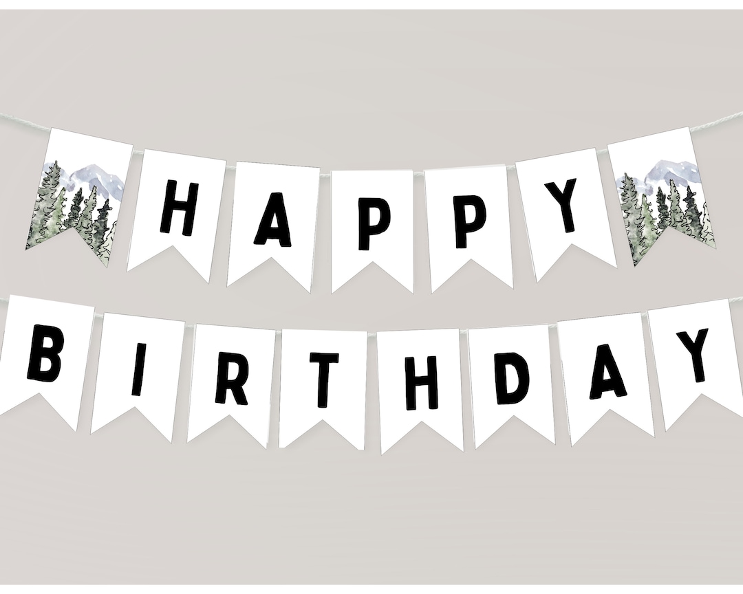Printable Mountain Happy Birthday Banner, Instant Download, National ...