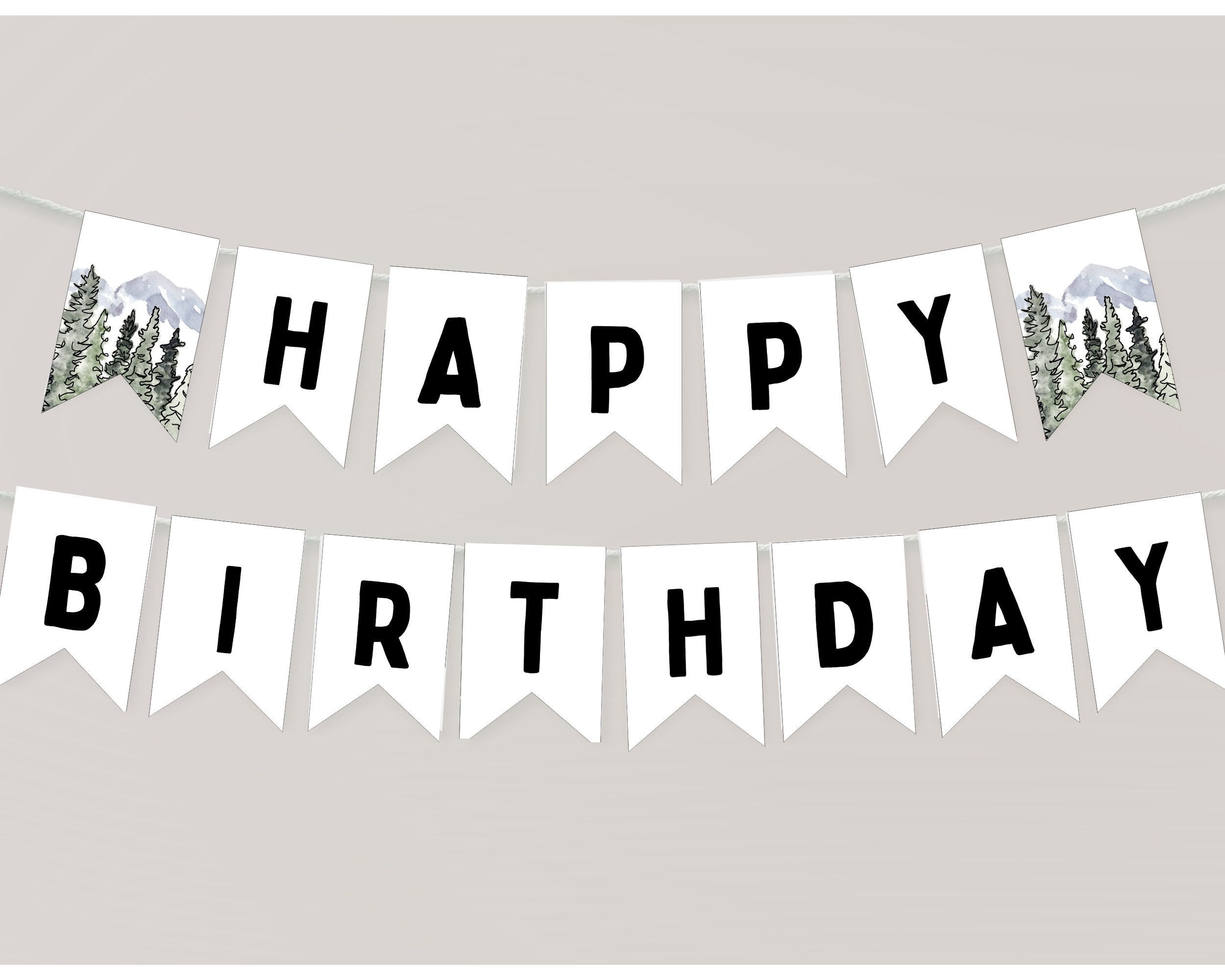 Printable Mountain Happy Birthday Banner Instant Download - Etsy UK