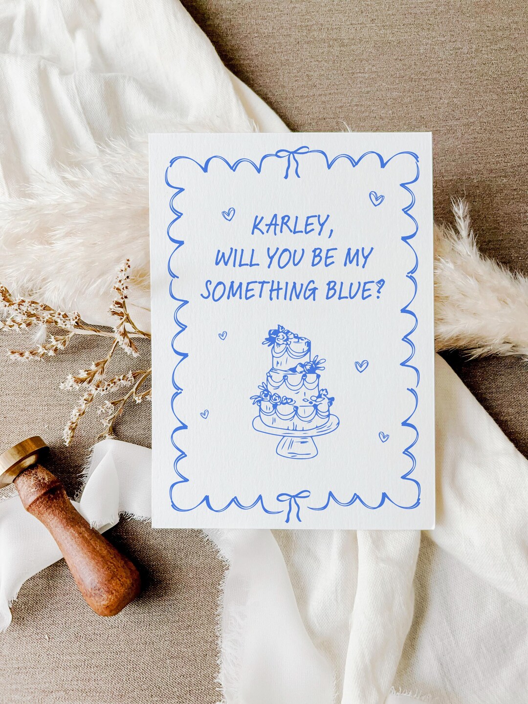 Editable Handdrawn Something Blue Proposal Card Be My Something Blue ...
