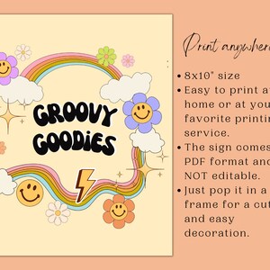Printable Groovy Birthday Party Decor Groovy Goodies Dessert Table Sign ...