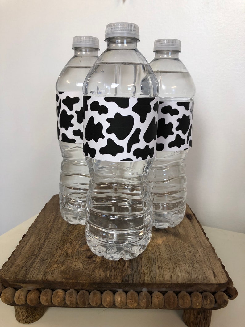 Printable Cow Print Water Bottle Labels Instant Download Cow Birthday ...