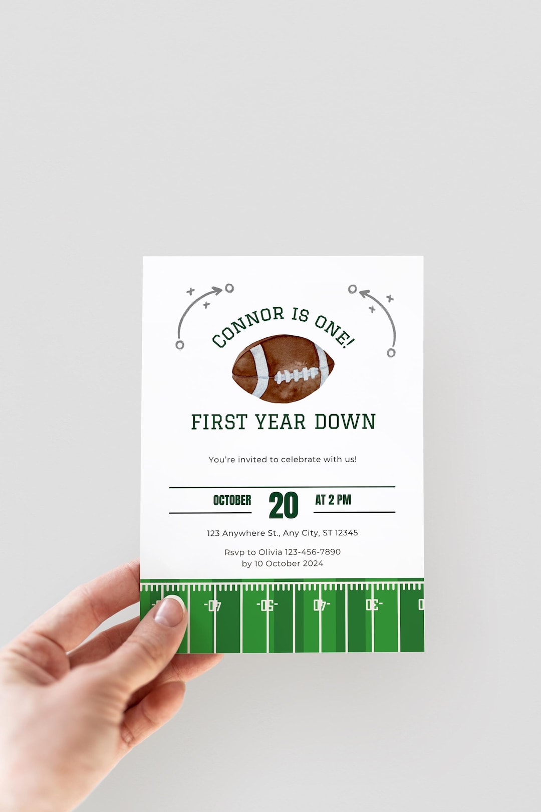 Editable Football 1st Birthday Invitation Template First Birthday Idea ...
