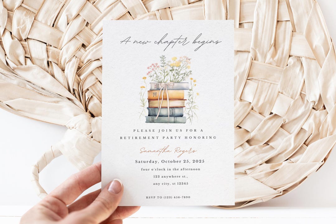 Editable Storybook Retirement Invitation Teacher New Chapter is About ...