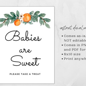 Cutie Baby Shower Dessert Table Sign Printable Babies Are Sweet Sign ...