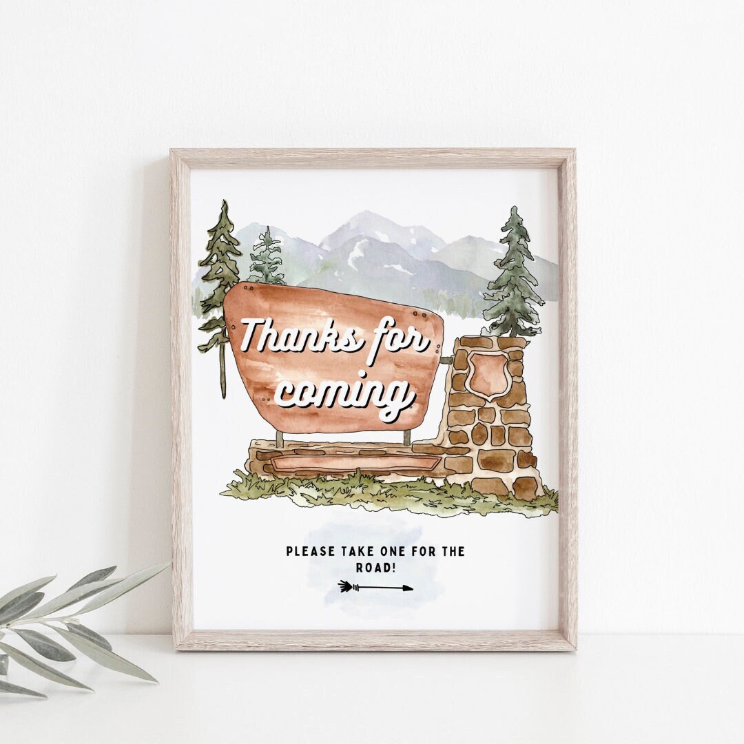 Printable Thanks for Coming Sign National Park Theme Baby Shower Party ...
