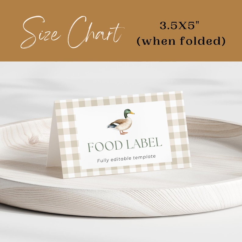 Editable Mallard Duck Baby Shower Food Label Duck Hunting Theme Food ...