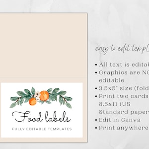 Editable Little Cutie Baby Shower Food Labels Instant - Etsy
