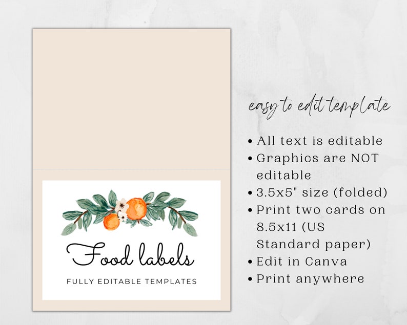 Editable Cutie Baby Shower Food Labels Cutie Theme Food Cards Printable ...