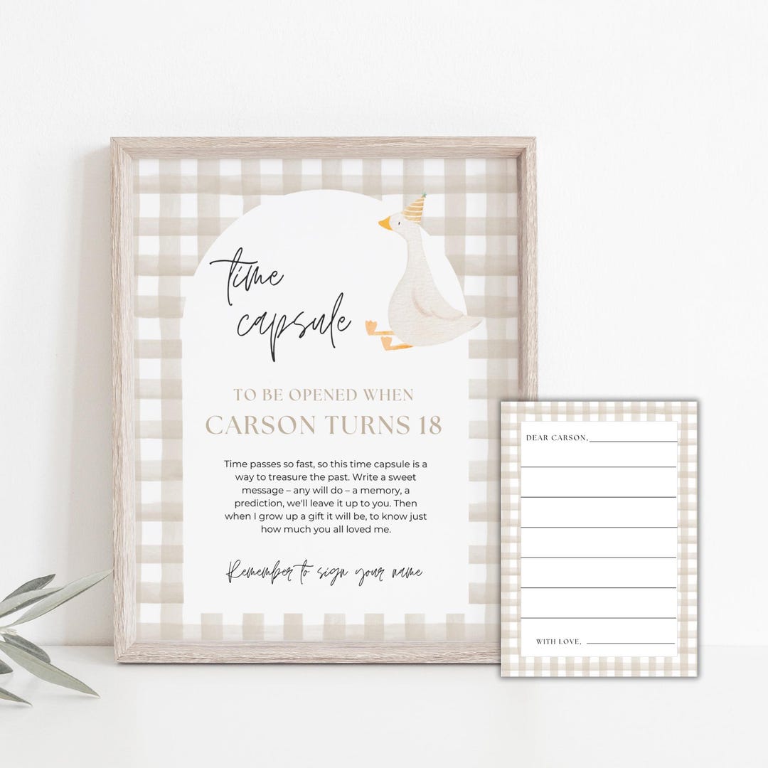 Editable Silly Goose Birthday Time Capsule First Birthday Neutral Goose ...