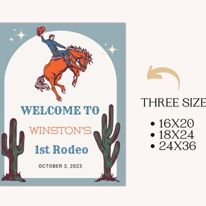 Editable My First Rodeo Birthday Welcome Sign Cowboy 1st Birthday Ideas ...