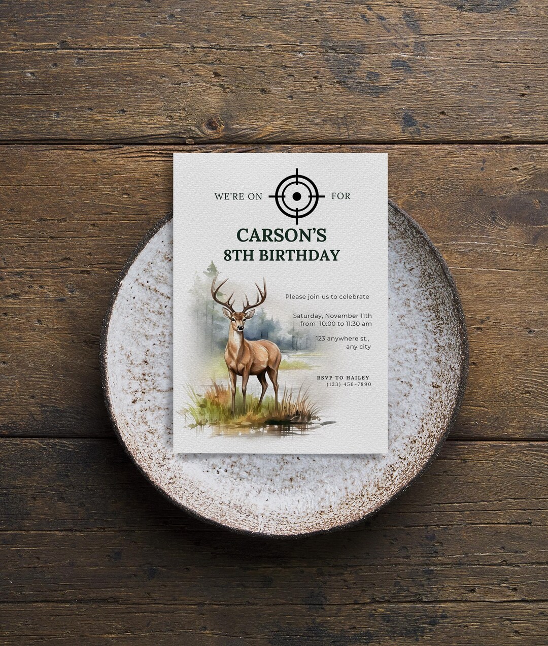 Editable Deer Hunting Birthday Invitation Template Hunting Theme ...