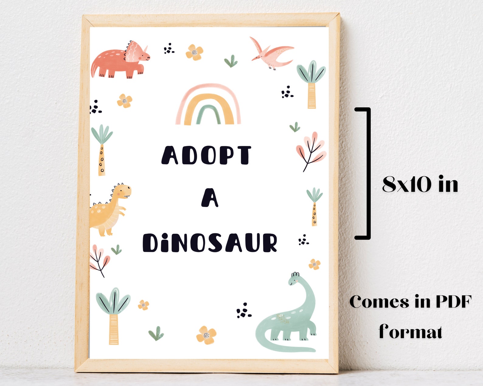 Printable Adopt A Dinosaur Sign Girl Birthday Party Dinosaur Adoption ...