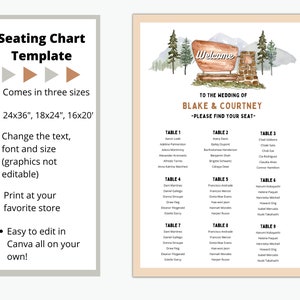 Editable National Park Seating Chart Template Mountain Seating Chart ...