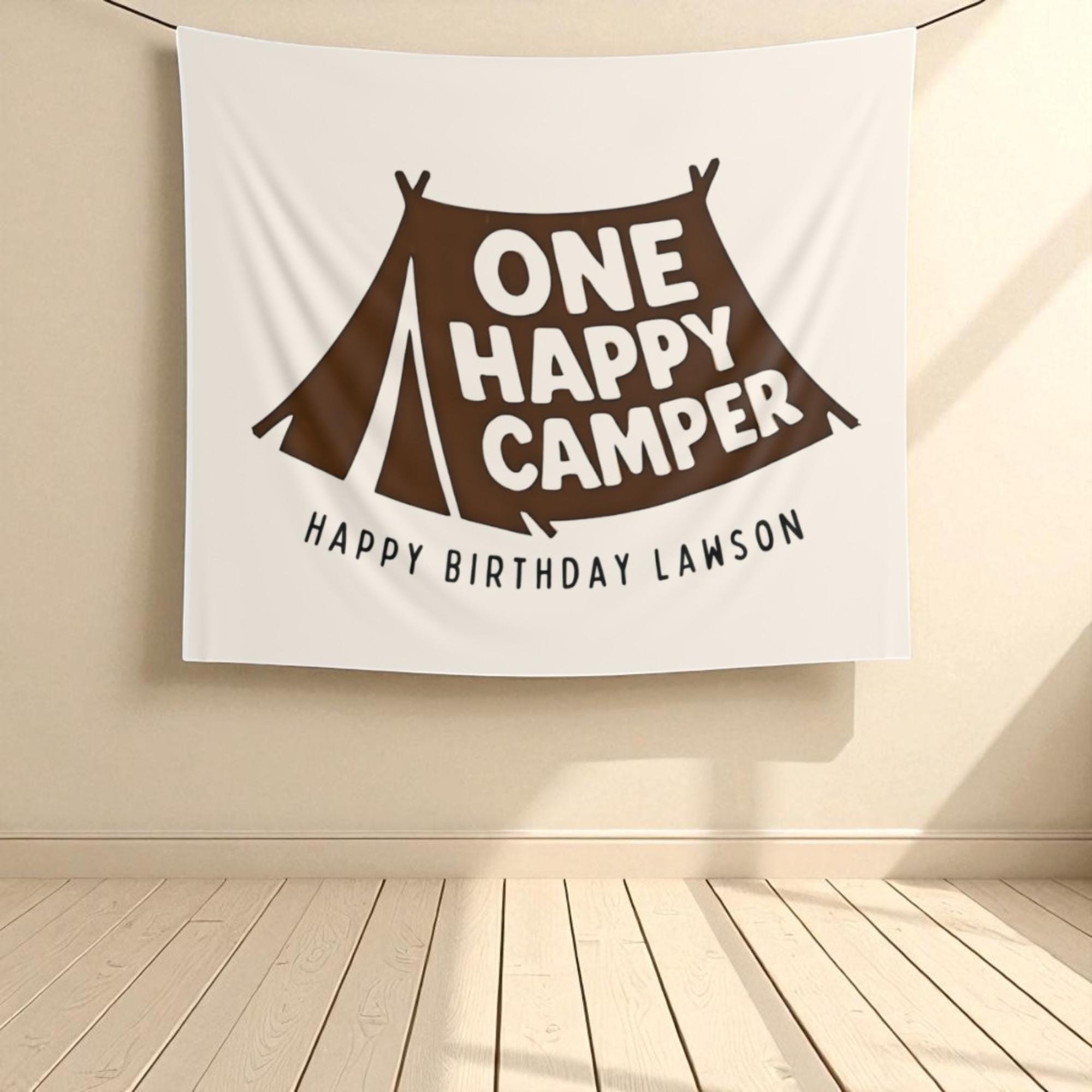 One Happy Camper Custom Banner Boy Camping 1st Birthday Photo Backdrop ...