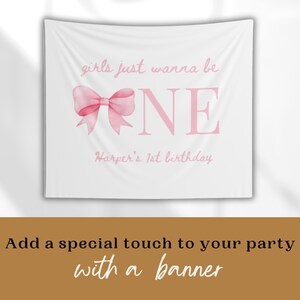 Girls Just Wanna Be One Birthday Decor Pink Bow 1st Birthday ...