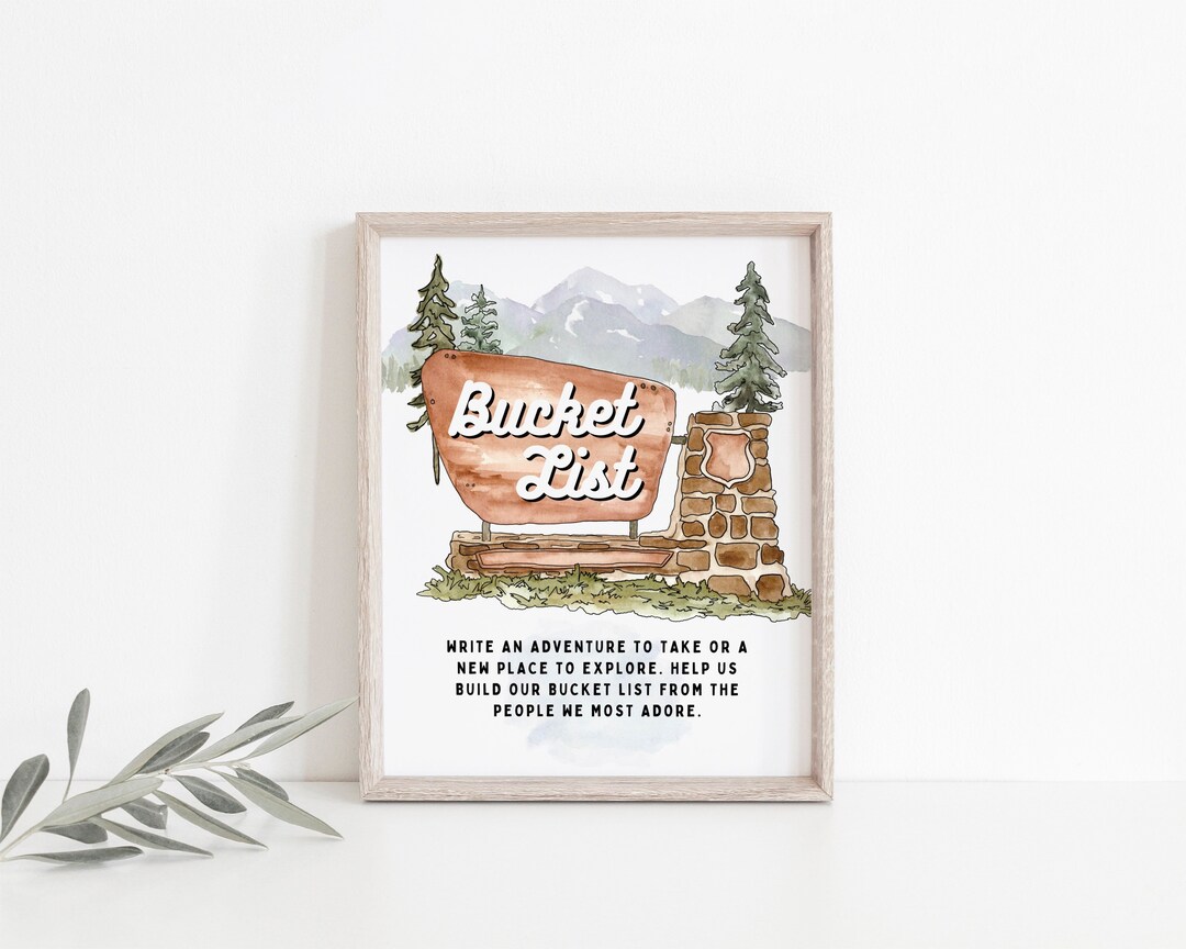 Printable Bucket List Sign National Park Theme Wedding Bucket List ...