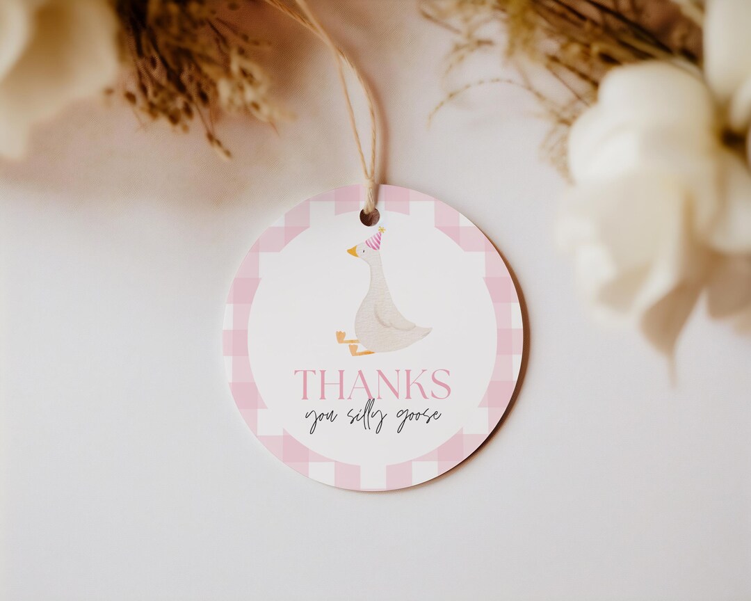 Printable Silly Goose Birthday Thank You Tags Pink Silly Goose Party ...