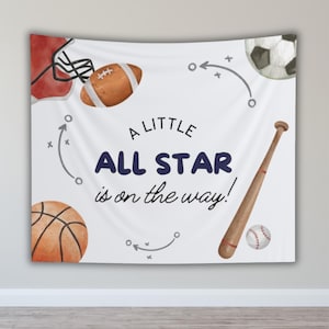 A Little Allstar is on the Way Sports Baby Shower Decoration All Star ...