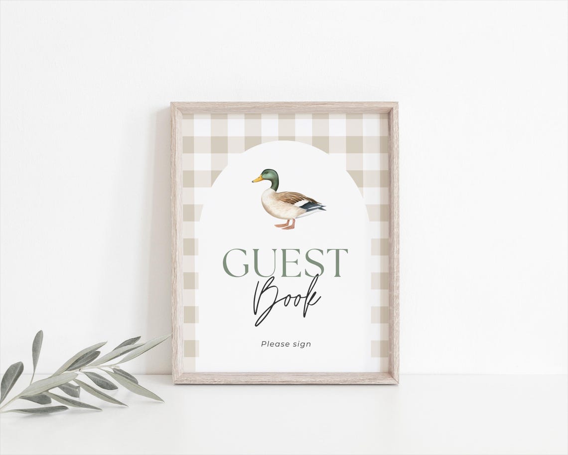 Printable Mallard Duck Baby Shower Guest Book Sign Duck Hunting Baby ...